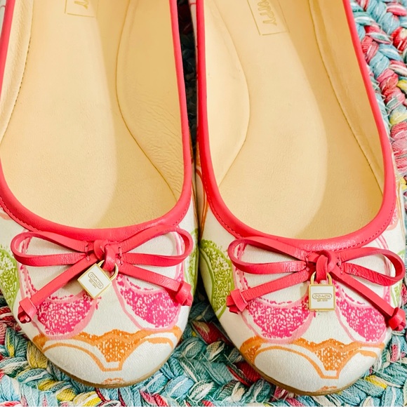 Coach | Shoes | Coach Cecile Signature C Logo Rainbow Ballet Flats Size ...